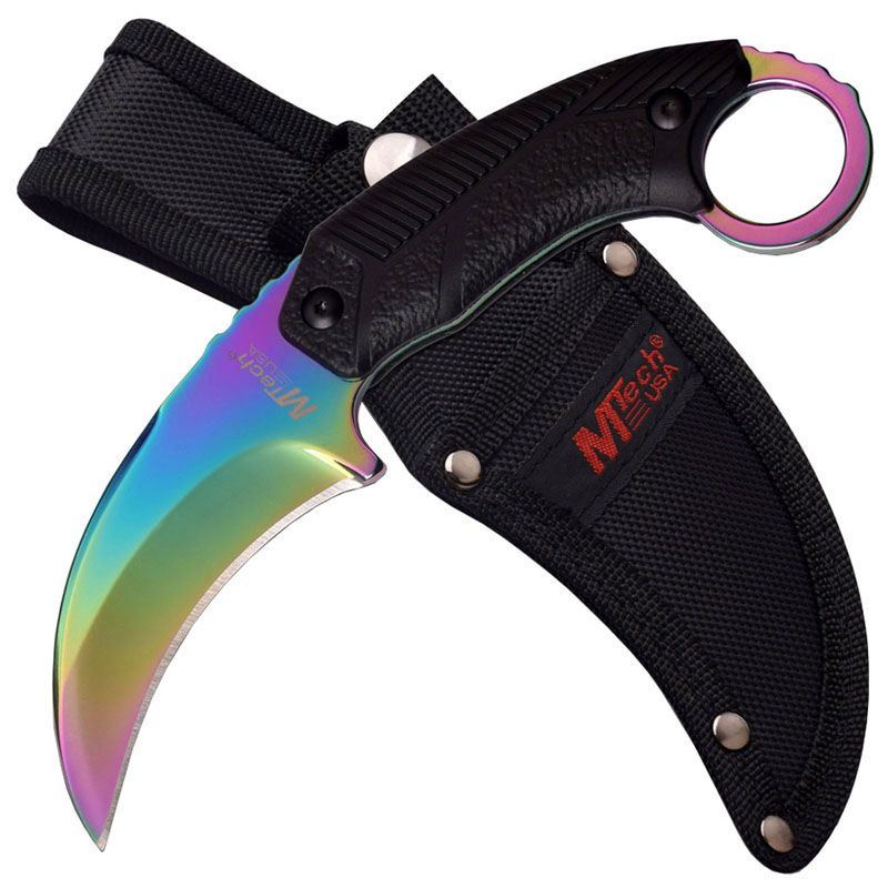 MTech USA Titanium Coated Stainless Steel Blade Karambit Knife ...