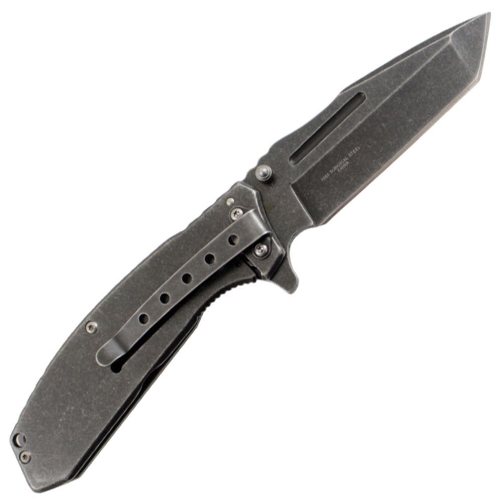 Buy Tanto Stonewashed Milspec Open Assisted Knife | Camouflage.ca