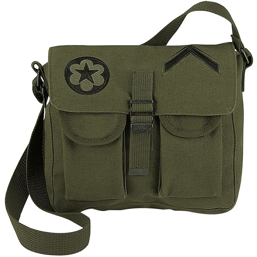 Canvas Ammo Shoulder Bag with Military Patches | Camouflage.ca