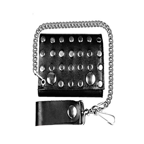 Black Tri-Fold 4 Inch Studded Wallet | Camouflage.ca